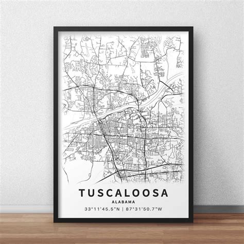 Printable Map Of Tuscaloosa Alabama Usa With Street Names Instant