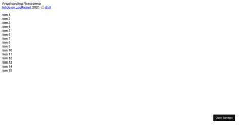 React Virtual Scrolling Basics Codesandbox