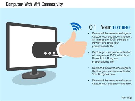 computer with wifi connectivity flat powerpoint design powerpoint