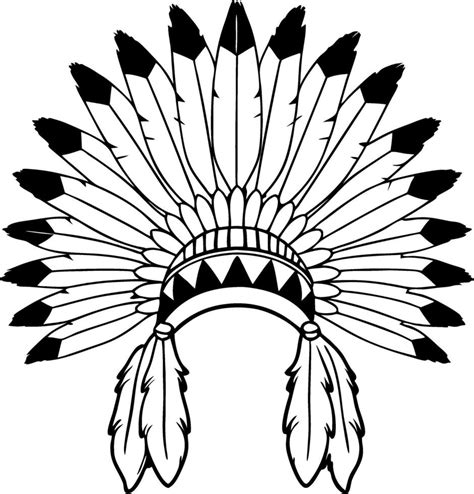 Traditional Native American Feather Headdress Illustration For Design
