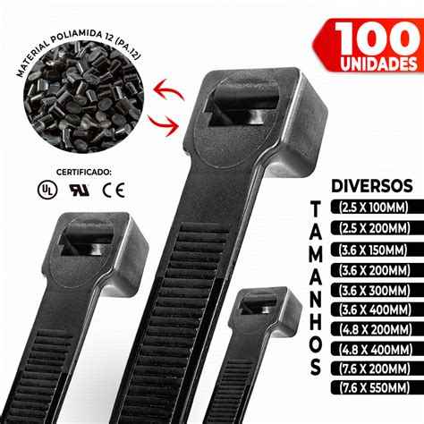 Enforca Gato Grosso Abraçadeira Nylon 100 Und Cinta Plástica Fita Hellerman 10cm 20cm 30cm 40cm