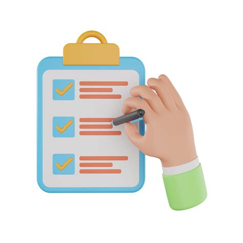 3d Hand Holding Clipboard With Checklist And Marker Hand Holding
