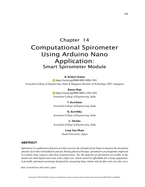 Pdf Computational Spirometer Using Arduino Nano Application