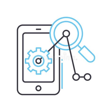 Mobile Marketing Research Line Icon Outline Symbol Vector Illustration Concept Sign Stock