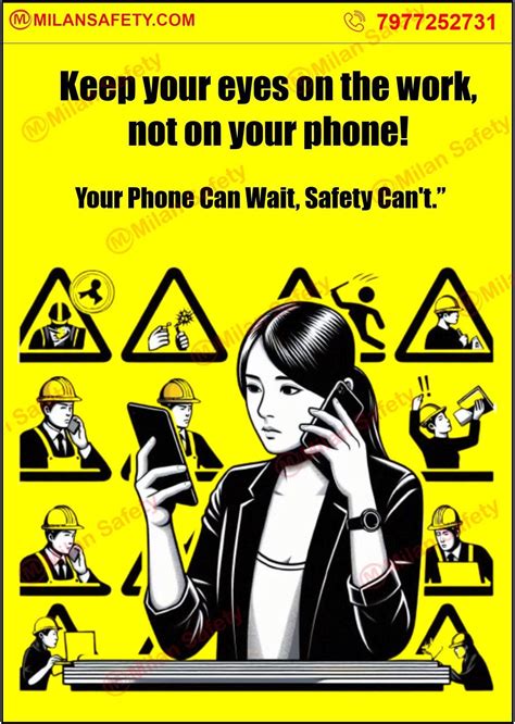 Focus On Work Avoid Cell Phone Safety Posters Milansafety