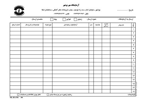 فرم های آزمایشگاه های همکار