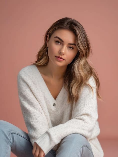 Premium Photo Attractive Pensive Girl Looking At Viewer