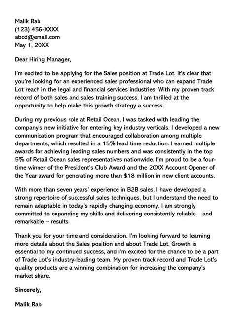 Cover Letter Examples Sales Manager At Scott Cahill Blog