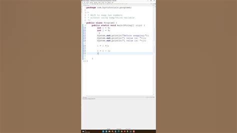 Write A Java Program To Perform Swapping Of Two Numbers Without Third Variable Java Shorts