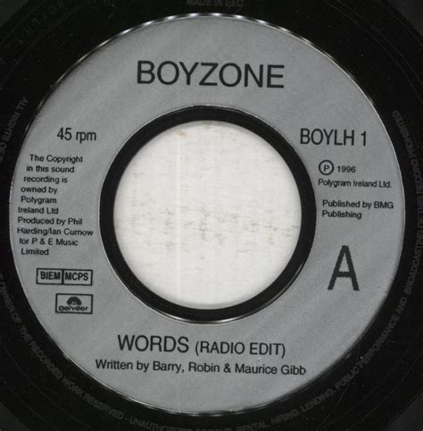 Boyzone Words Uk 7 Vinyl —