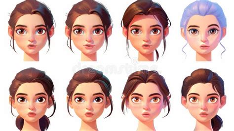Face Avatar For Female Character Construction Isolated Female Mouth Brow Lips Nose