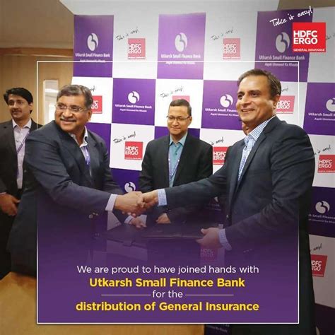 Hdfc Ergo General Insurance On Linkedin Hdfc Ergo Signs A Mou With Utkarsh Small Finance Bank