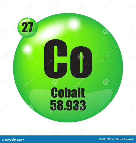 Cobalt Element Icon Co Symbol Focus Atomic Number 27 Mass 58 933 Stock Illustration