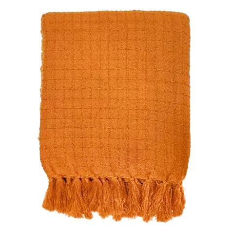 Rust Fuzzy Plaid Woven Throw Blanket 50x60