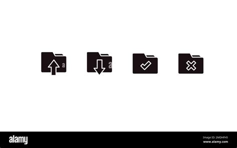 Folder Related Line Icon Set File Documents Linear Icons Stock Vector