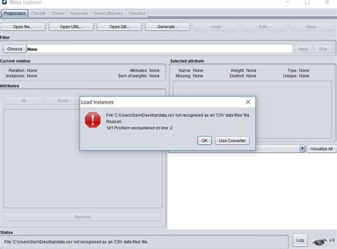 Machine Learning Cant Load My Twitter Data Csv File To Weka