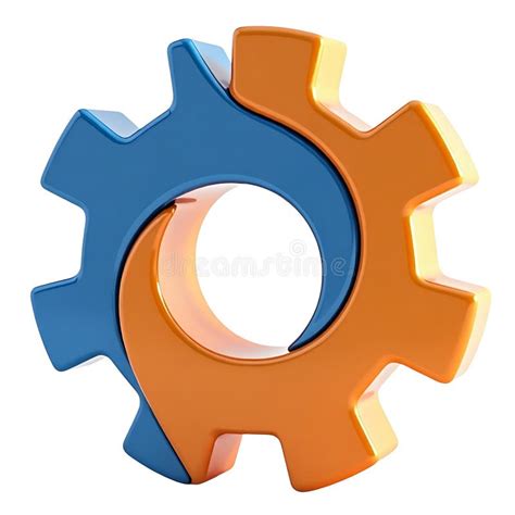 Interlocking Gears Blue Orange 3d Render White Background Stock Illustration Illustration Of