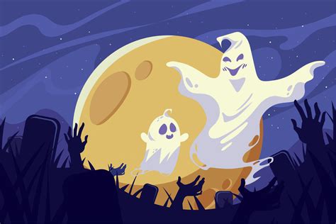 Halloween Ghosts Night 10825233 Vector Art At Vecteezy
