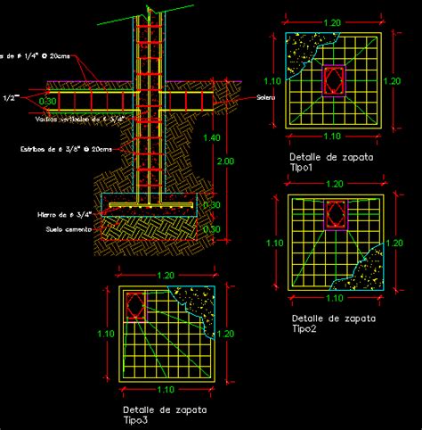 Structural Concrete Column And Footing Dwg Plan For Autocad • Designscad