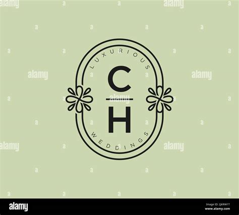 Ch Initials Letter Wedding Monogram Logos Template Hand Drawn Modern