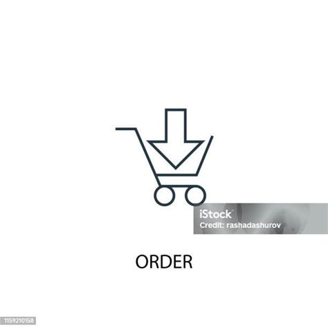 주문 개념 선 아이콘입니다 간단한 요소 그림입니다 배달 세트에서 주문 개념 개요 기호 디자인 웹 및 모바일 Ui Ux에 사용할 수 있습니다 구매에 대한 스톡 벡터 아트 및