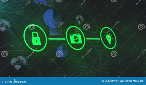 Animation Of Tech Icons Over Data Processing On Digital Screen Stock Video Video Of Element