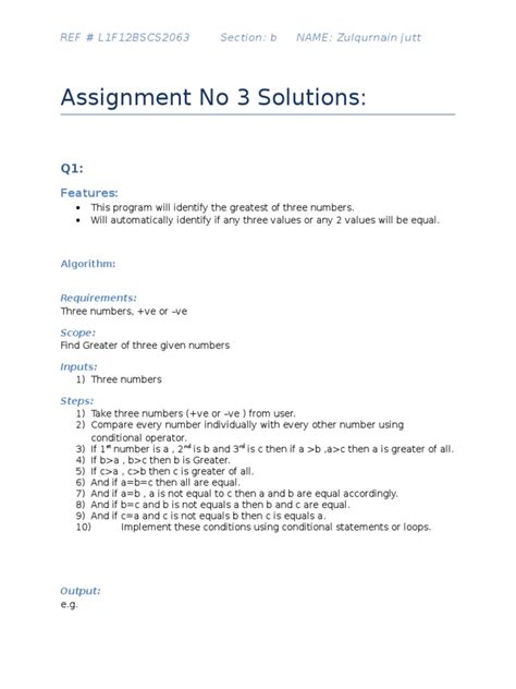 Assignment No 3 Solutions Pdf Control Flow Scope Computer Science