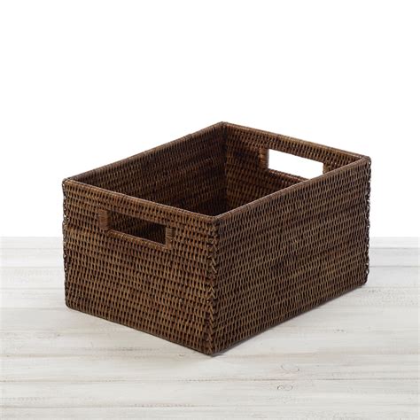 Rattan Rectangular Storage Basket Large Small Etsy Uk
