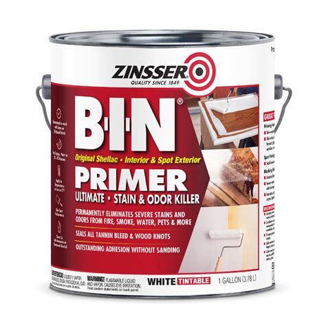 White Zinsser Flat Bin Advanced Ultimate Synthetic Shellac Stain Blocker Primer Gallon 1