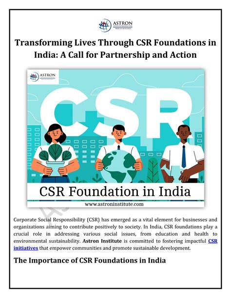 Ppt Transforming Lives Through Csr Foundations In India A Call For
