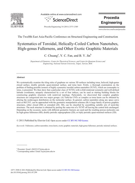 Pdf Systematics Of Toroidal Helically Coiled Carbon Nanotubes High Genus Fullernens And