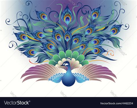 Peacock Fly In A Decorative Style Royalty Free Vector Image