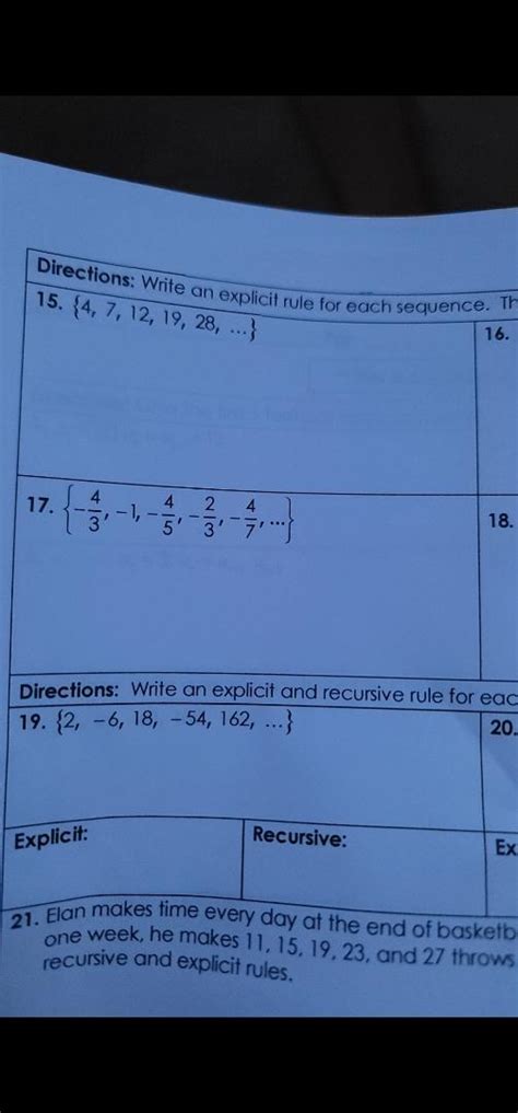Solved Directions Write An Explicit Rule For Each Sequence