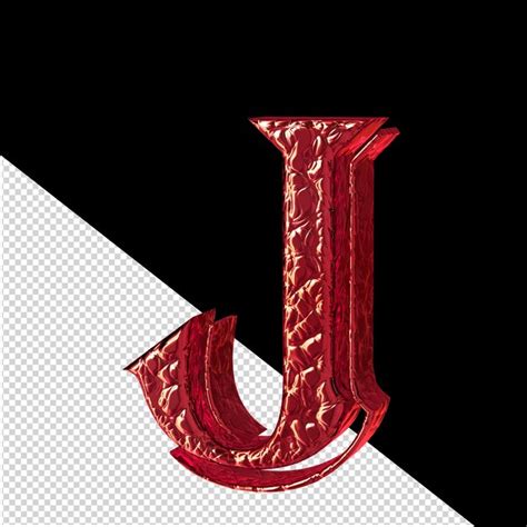 Premium Psd Fluted Red 3d Symbol Front View Letter J