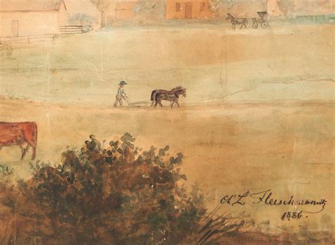 Lot 194 Charles Fleischmann 19th C Wc Maryland Farm Scene Case