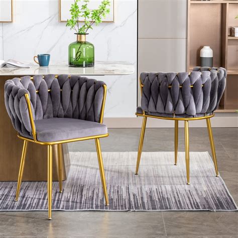 Modern Velvet Upholstered Accent Chairs Set Of 2 Armchairs Living Room