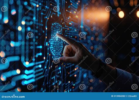 Hand Touching Futuristic Interface Technology Stock Illustration Illustration Of Connectivity