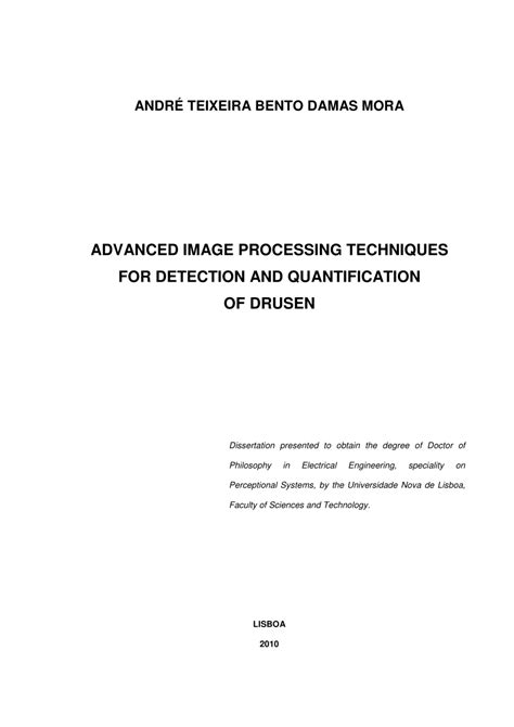 Pdf Advanced Image Processing Techniques For Detection And Quantification Of Drusen