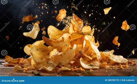 Exploding Potato Chips Stock Concepts Stock Image Image Of Golden Fast 288789773