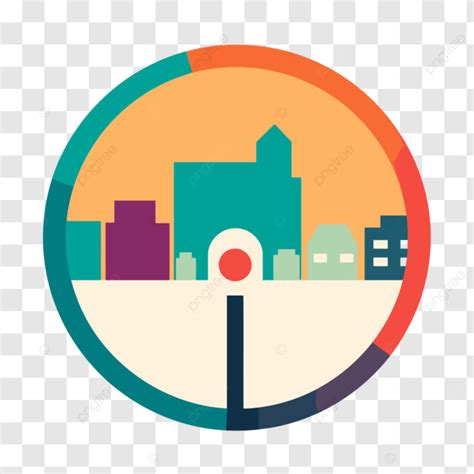 Colorful City Icon Vector A Simplistic Colorful Icon Of District On A