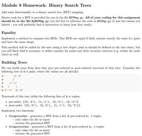 Module Homework Binary Search Trees Add Some Chegg