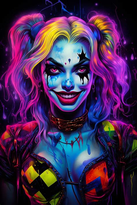 Harley Quinn Blacklight Poster Harley Quinn Artwork Harley Quinn
