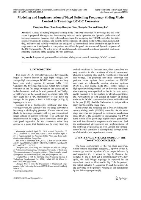 pdf modeling and implementation of fixed switching frequency sliding