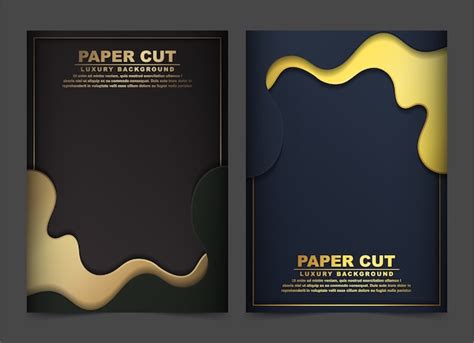 럭셔리 골드와 블랙 웨이브 추상 커버 프리미엄 벡터