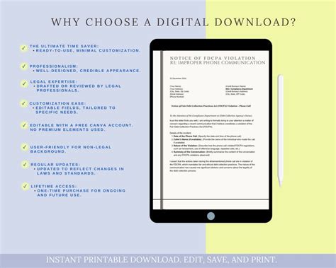Notice Of FDCPA Violation Regarding Improper Phone Communication Letter Template Fair Debt