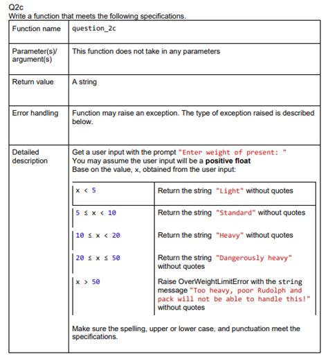 Solved Q2c Write A Function That Meets The Following