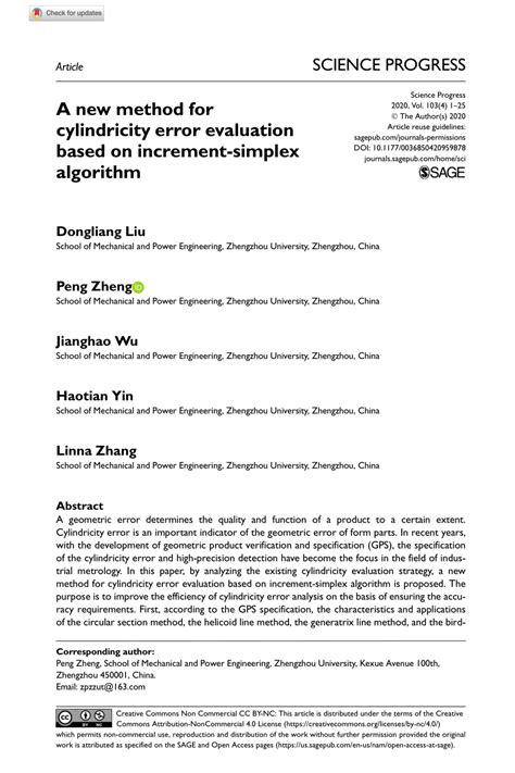 pdf a new method for cylindricity error evaluation based on increment