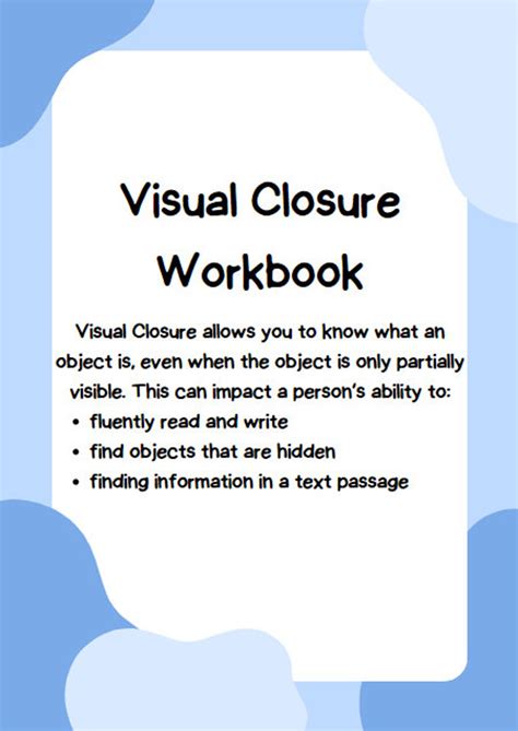 Visual Perception Workbook Visual Closure Etsy