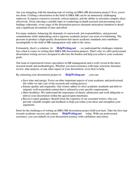 Mba Hr Dissertation Projects Pdf Human Resource Management Thesis