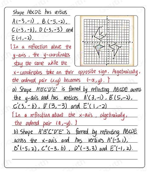 Solved 2 A Reflect Shape Abcde Over The Y Axis X0 Label The